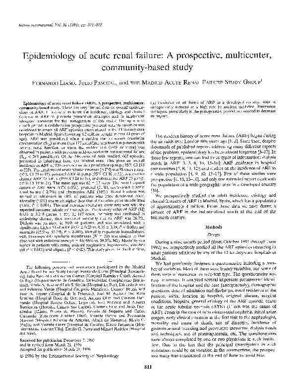 (PDF) Epidemiology of acute renal failure: A prospective, multicenter ...