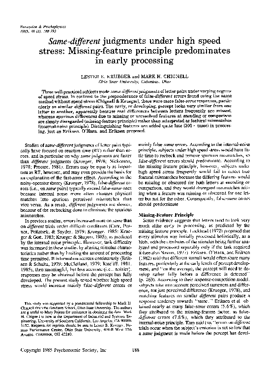 (PDF) Same-different judgments under high speed stress: Missing-feature ...