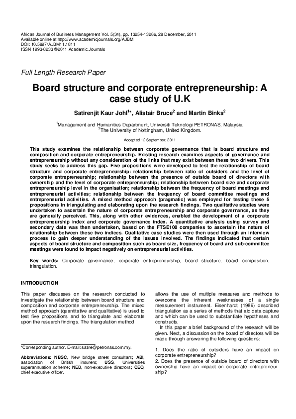 board of directors: composition structure