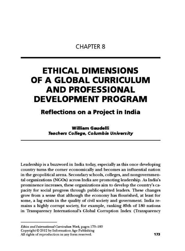 (PDF) Ethical Dimensions of a Global Curriculum and Professional ...