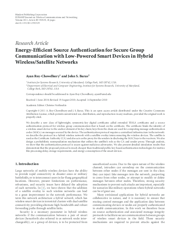 Pdf Energy Efficient Source Authentication For Secure Group Communication With Low Powered