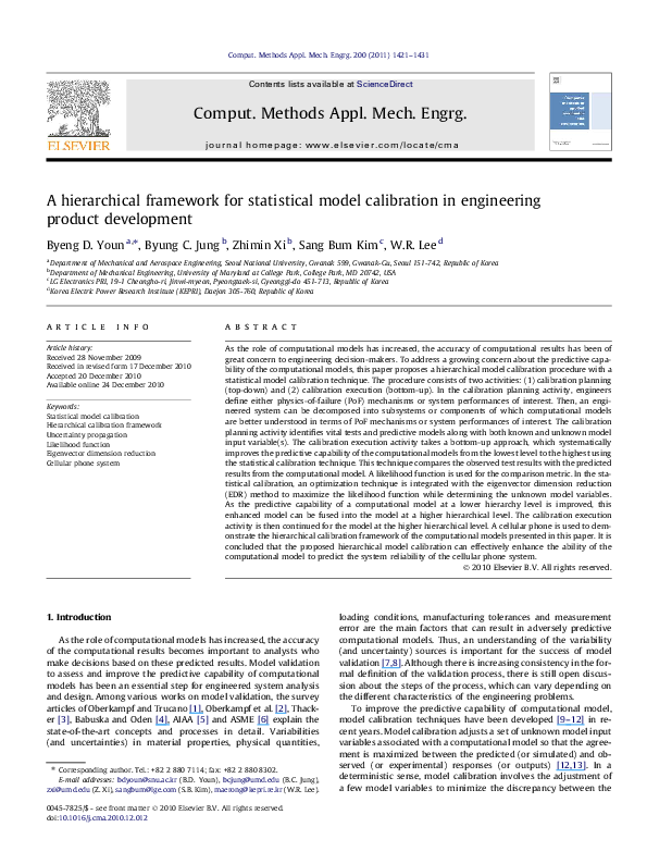 (PDF) A hierarchical framework for statistical model calibration in engineering product development