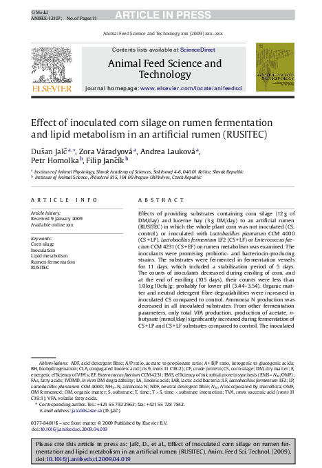 (PDF) Effect of inoculated corn silage on rumen fermentation and lipid ...