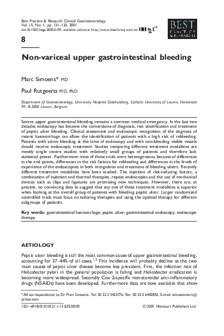 (PDF) Non-variceal upper gastrointestinal bleeding