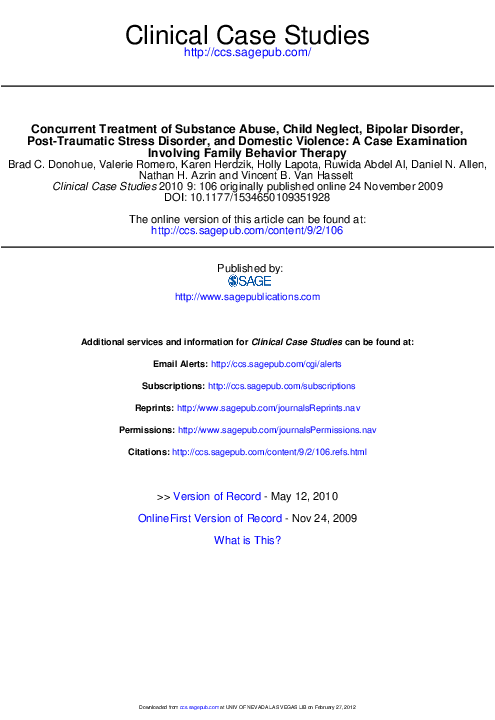 (PDF) Clinical Case Studies Involving Family Behavior Therapy Post-Traumatic Stress Disorder ...