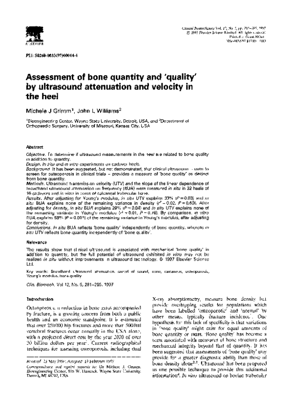 Pdf Assessment Of Bone Quantity And ‘quality By Ultrasound