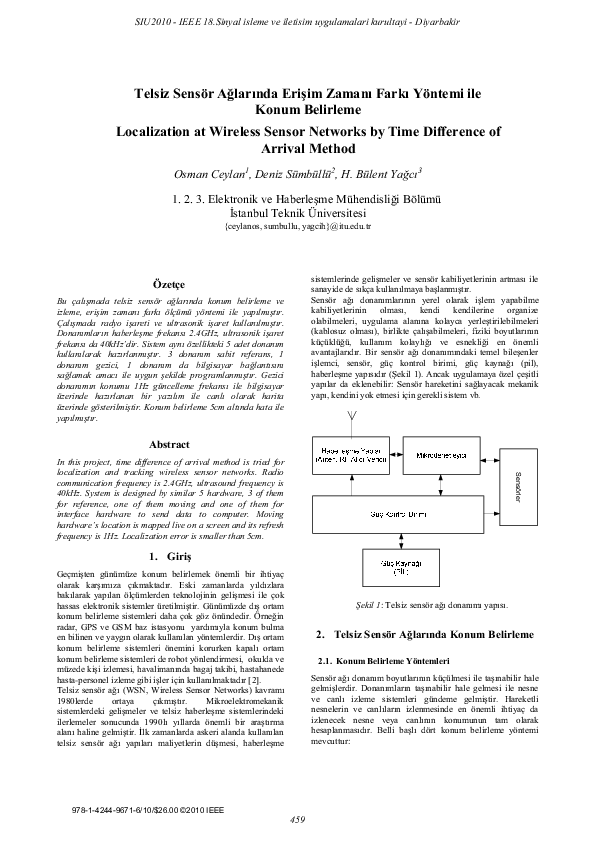 (PDF) Localization at wireless sensor networks by time difference of arrival method