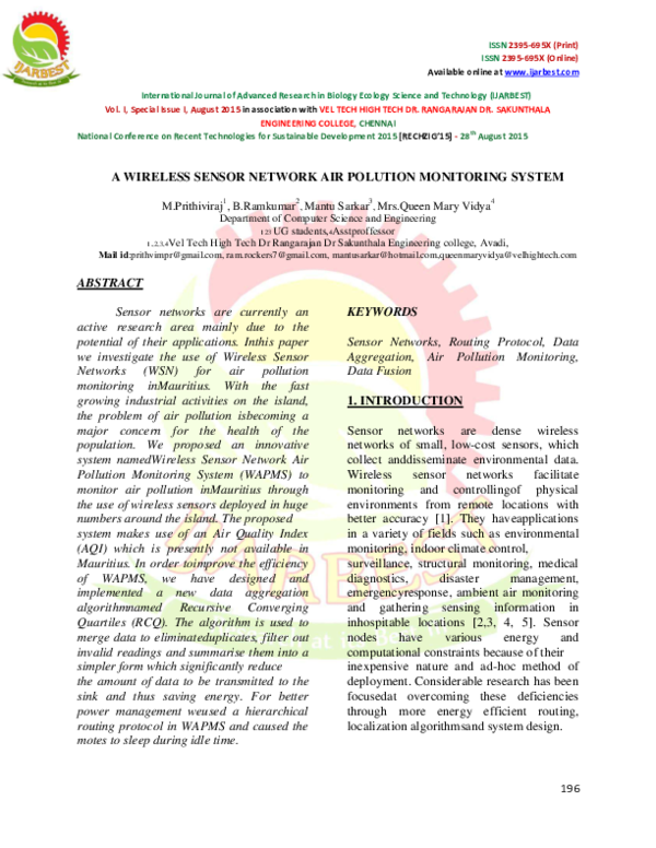(PDF) A WIRELESS SENSOR NETWORK AIR POLUTION MONITORING SYSTEM.pdf | IJARBEST INTERNATIONAL ...