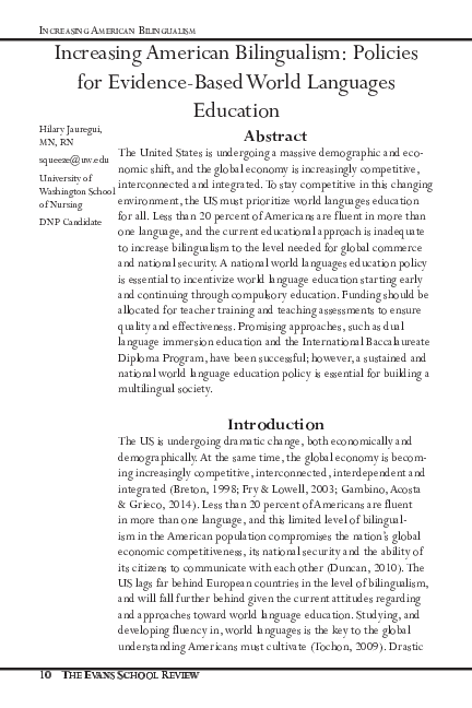(PDF) Increasing American Bilingualism: Policies for Evidence-Based ...