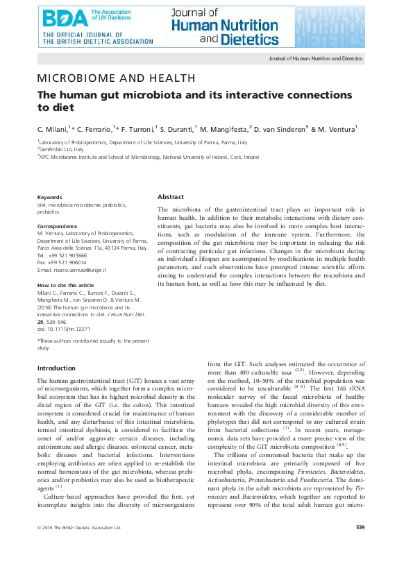 (PDF) MICROBIOME AND HEALTH The human gut microbiota and its ...