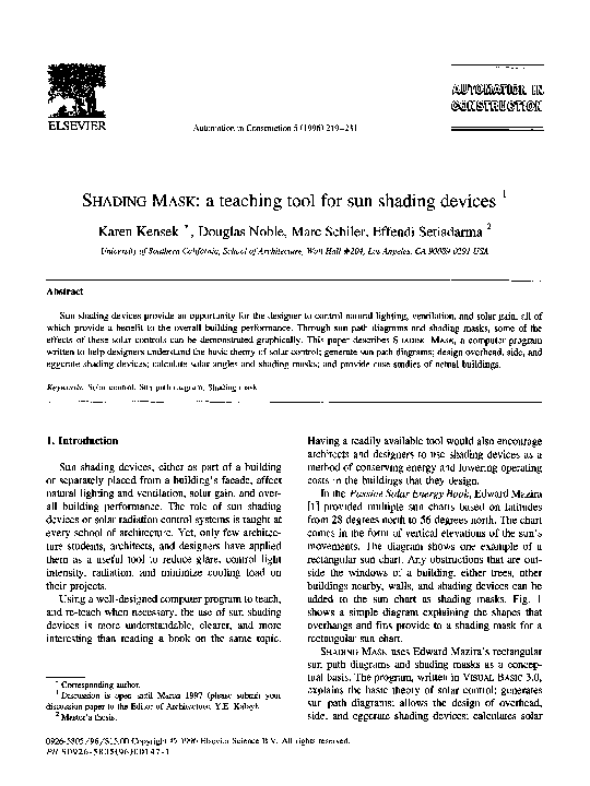 (PDF) Shading Mask: a teaching tool for sun shading devices