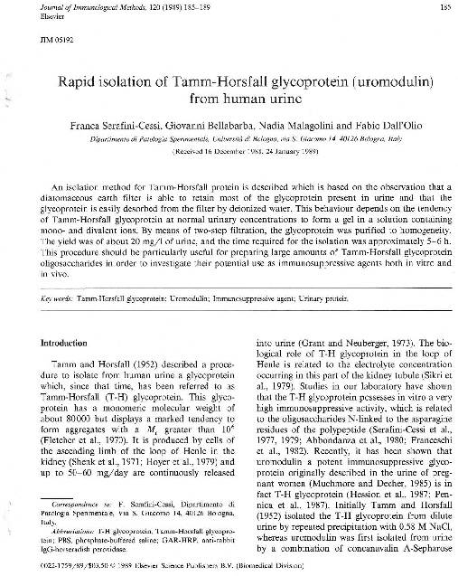 (PDF) Rapid isolation of Tamm-Horsfall glycoprotein (uromodulin) from ...
