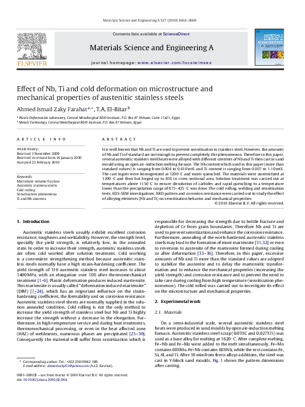 (PDF) Effect of Nb, Ti and cold deformation on microstructure and mechanical properties of ...