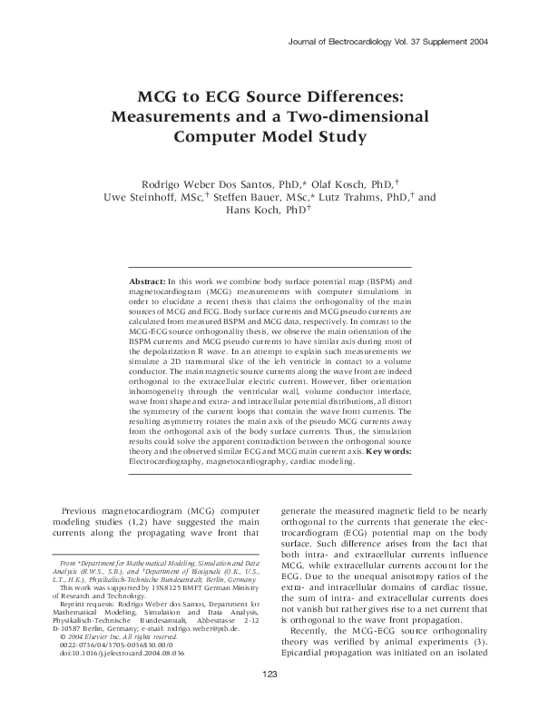 (PDF) MCG to ECG source differences: Measurements and a two-dimensional ...