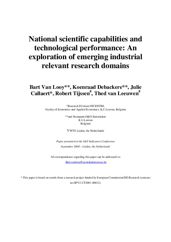 (PDF) Scientific capabilities and technological performance of national ...