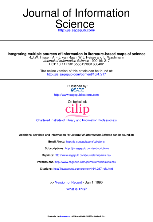 Pdf Integrating Multiple Sources Of Information In Literature Based Maps Of Science