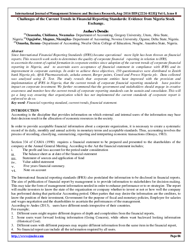 (PDF) Challenges of the Current Trends in Financial Reporting Standards ...