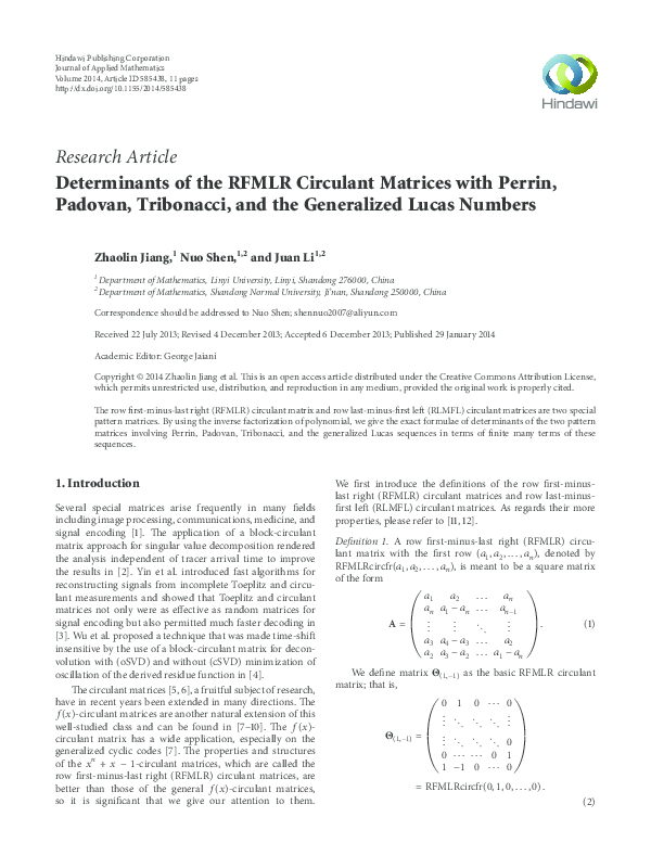 PDF Télécharger generalized circulant matrix Gratuit PDF | PDFprof.com