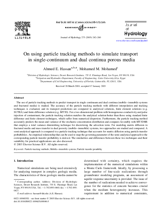 (PDF) On using particle tracking methods to simulate transport in single-continuum and dual ...