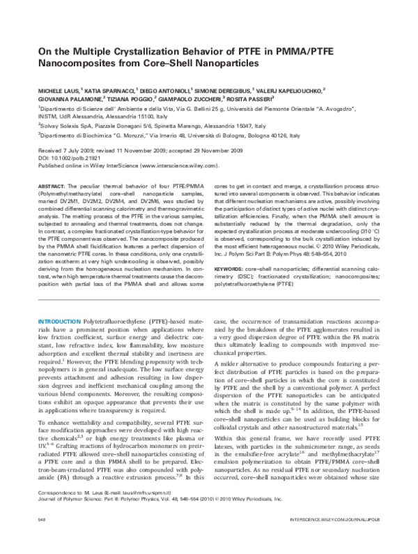 (PDF) On the multiple crystallization behavior of PTFE in PMMA/PTFE ...