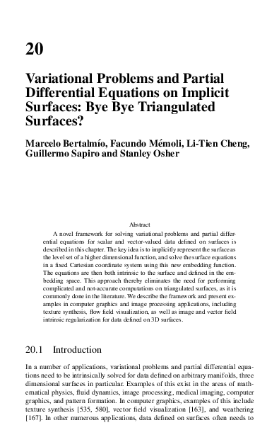 (PDF) Variational Problems and Partial Differential Equations on Implicit Surfaces