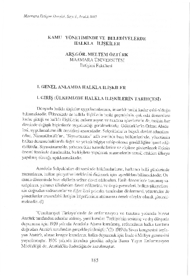 (PDF) Kamu Yonetiminde ve Belediyelerde Halkla İliskiler/MELTEM ÖZTÜRK