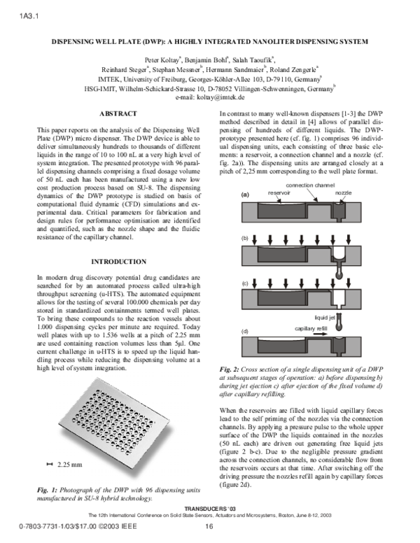 (PDF) Dispensing well plate (DWP): a highly integrated nanoliter ...