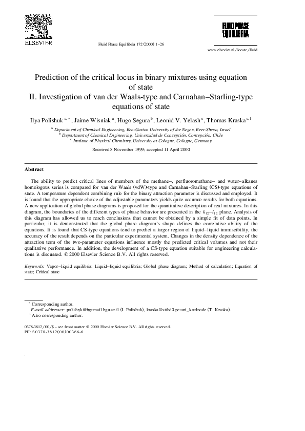 (PDF) Prediction of the Critical Locus in Binary Mixtures Using ...