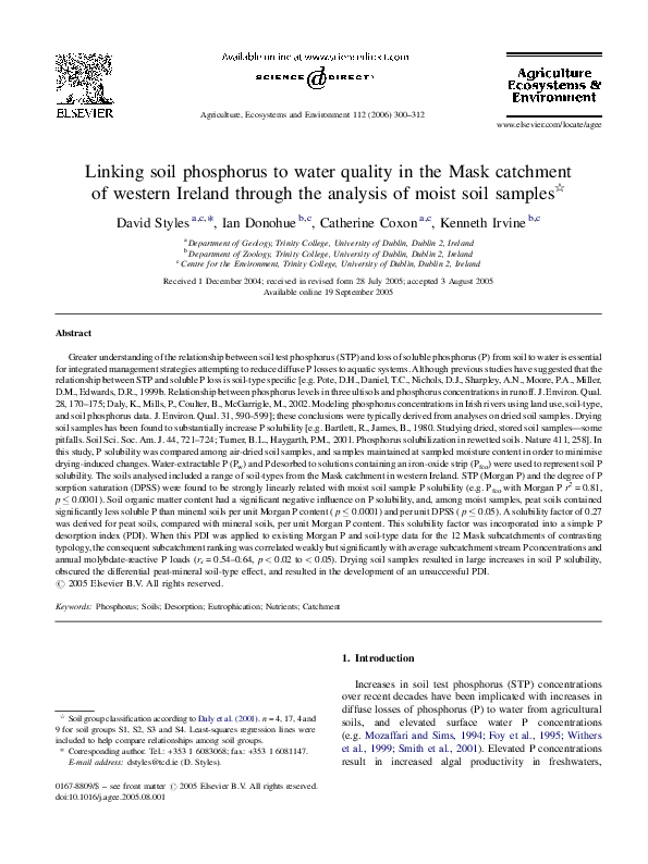 (PDF) Drying/rewetting cycles stimulate release of colloidal-bound phosphorus in riparian soils ...