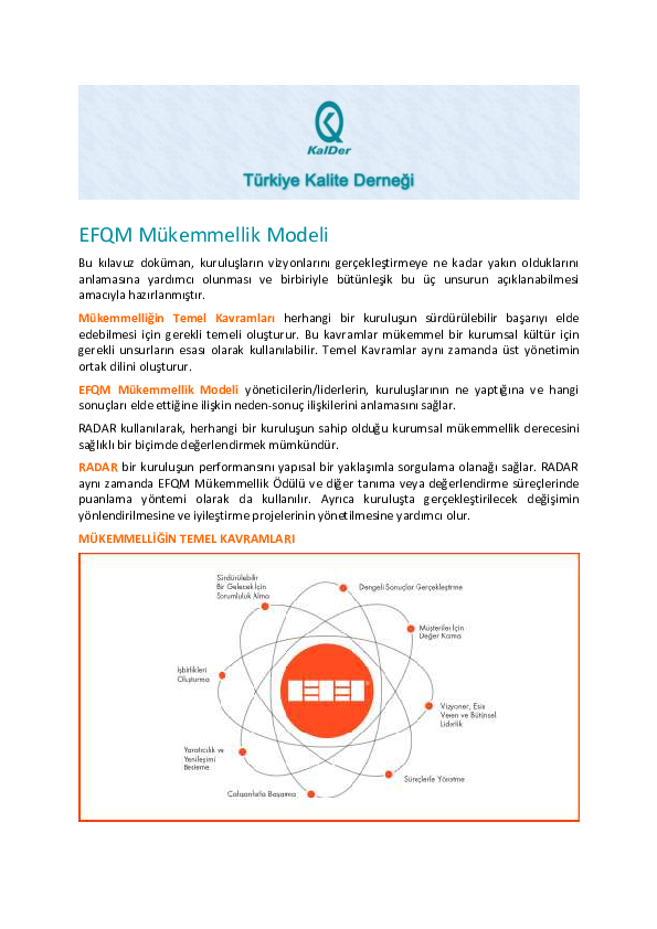 (PDF) EFQM Mükemmellik Modeli