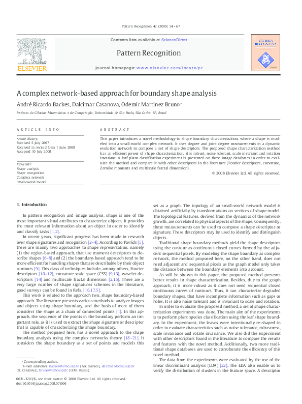 A complex network-based approach for boundary shape analysis