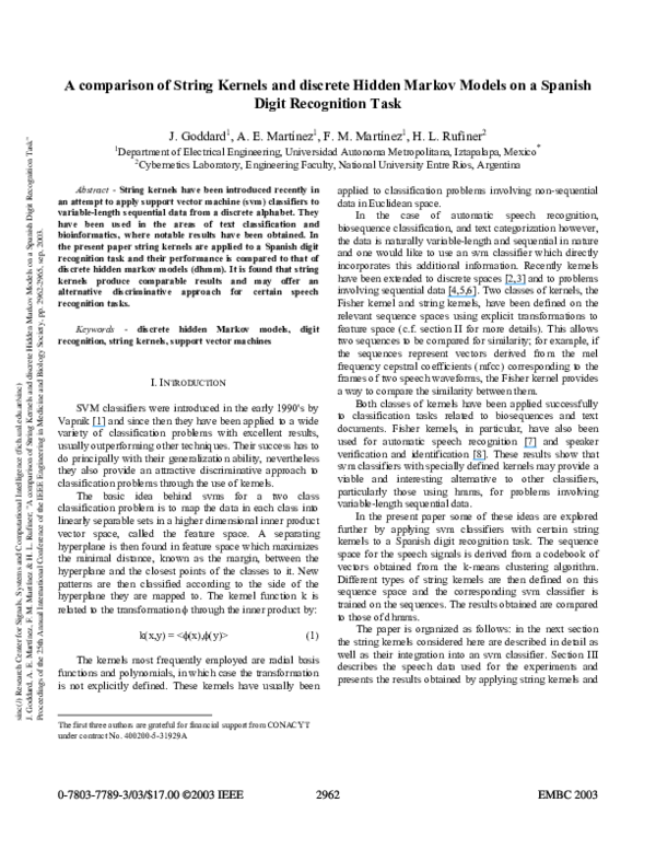 Pdf A Comparison Of String Kernels And Discrete Hidden Markov Models On A Spanish Digit
