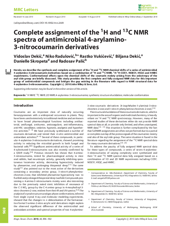 (PDF) Complete assignment of the 1H and 13C NMR spectra of four ...