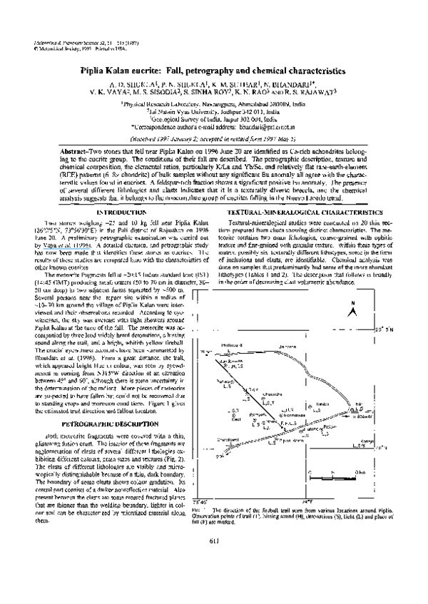 (PDF) Piplia Kalan eucrite: Fall, petrography and chemical characteristics