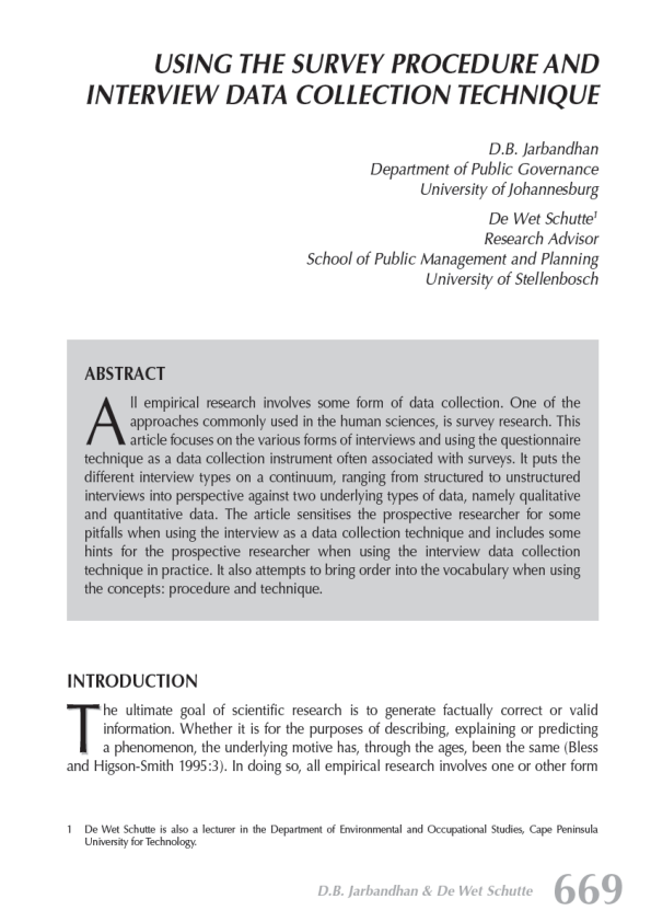 (PDF) Using the survey procedure and interview technique.pdf