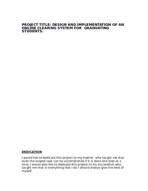 (DOC) PROJECT TITLE: DESIGN AND IMPLEMENTATION OF AN ONLINE CLEARING ...