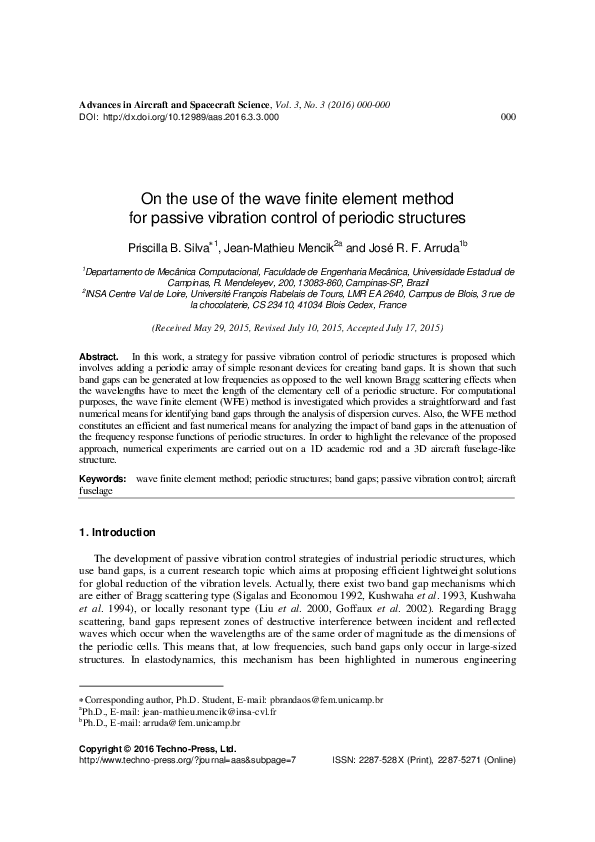 Pdf On The Use Of The Wave Finite Element Method For Passive Vibration Control Of Periodic