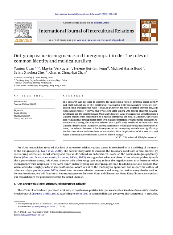 (PDF) Out-group value incongruence and intergroup attitude: The roles ...