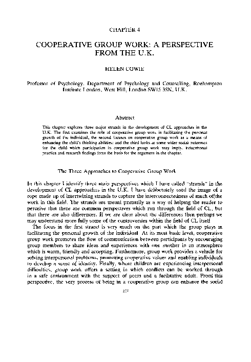 (PDF) Cooperative group work: A perspective from the U.K