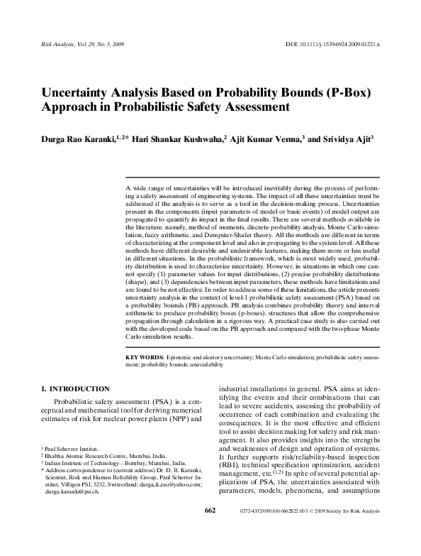 (PDF) Uncertainty Analysis Based on Probability Bounds (P-Box) Approach ...