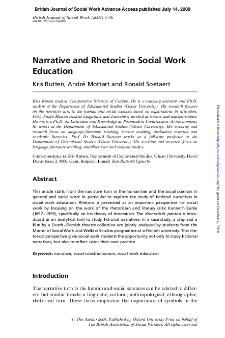(PDF) Narrative and Rhetoric in Social Work Education
