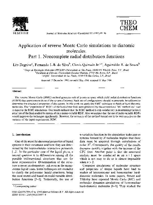 (PDF) Application of reverse Monte Carlo simulations to diatomic molecules. Part 1. Noncomplete ...