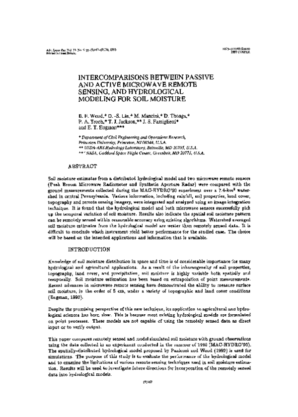 Pdf Intercomparisons Between Passive And Active Microwave Remote Sensing And Hydrological