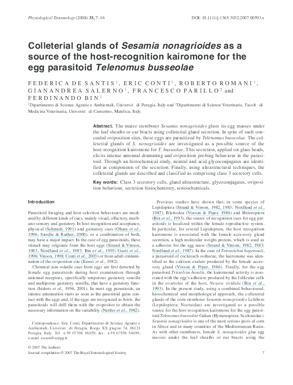 (PDF) Colleterial glands of Sesamia nonagrioides as a source of the ...