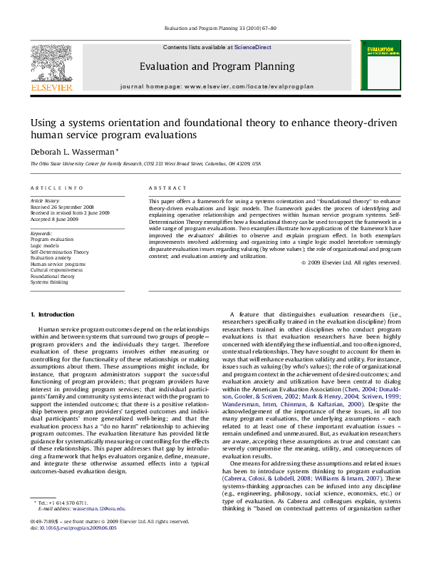Pdf Using A Systems Orientation And Foundational Theory To Enhance Theory Driven Evaluations