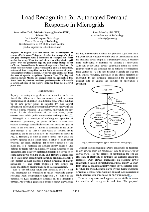 Pdf Automated Load Recognition In Microgrids