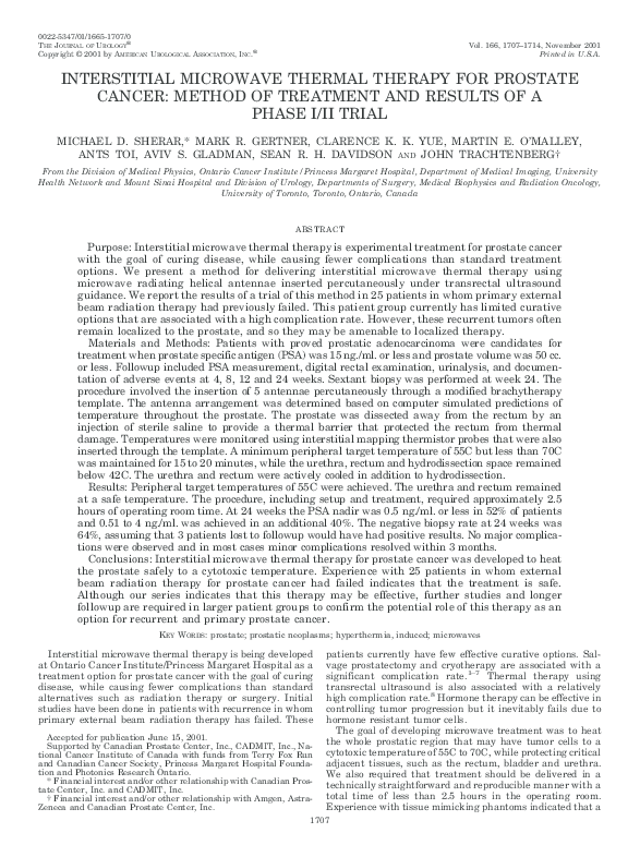 (PDF) Interstitial Microwave Thermal Therapy for Prostate Cancer
