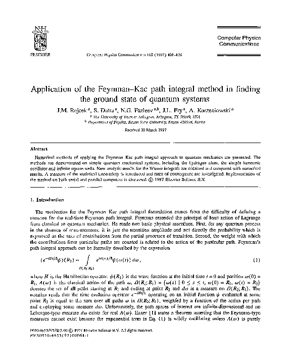 (PDF) Application of the Feynman-Kac path integral method in finding ...