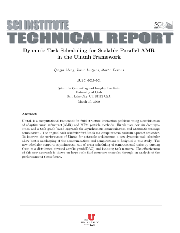 (PDF) Dynamic task scheduling for scalable parallel AMR in the Uintah framework
