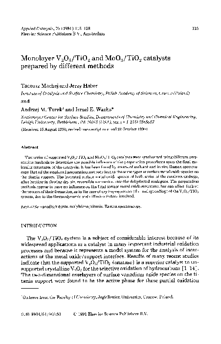 (PDF) Monolayer V2O5/TiO2 and MoO3/TiO2 catalysts prepared by different ...
